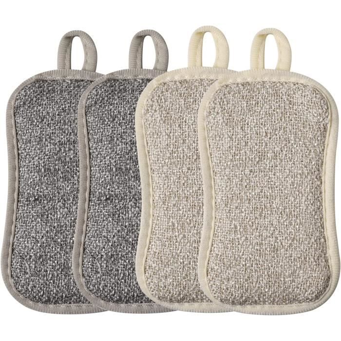 4 Pièces Éponge de Cuisine Lavable, Eponge à Vaisselle Double Face ...