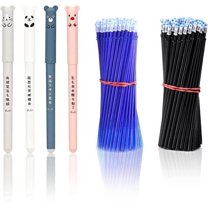8 Pcs -Noir Stylo Kawaii Cute 0,35 mm Avec 40 Pcs Recharges Cartoon ...