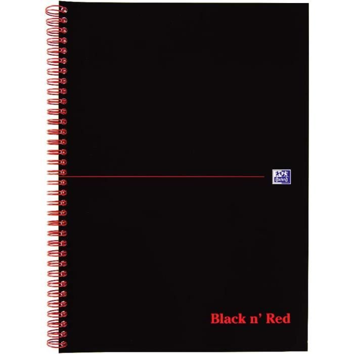 Oxford Cahier à spirale Black n' Red Couverture rigide Rouge et noir ...