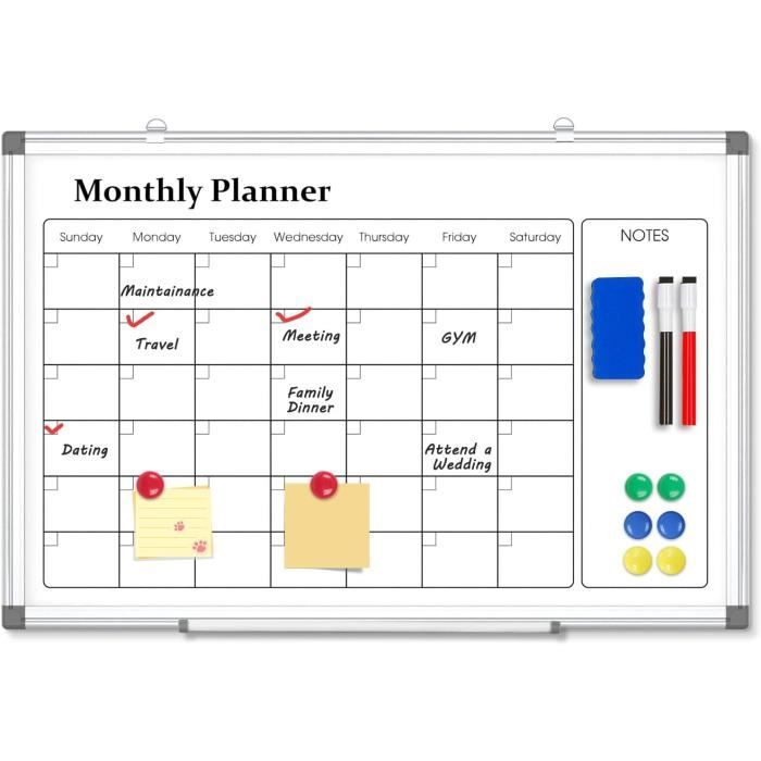 Calendrier Mensuel Pour Mur, 40 X 60 Cm, Cadre En Aluminium, Tableau ...