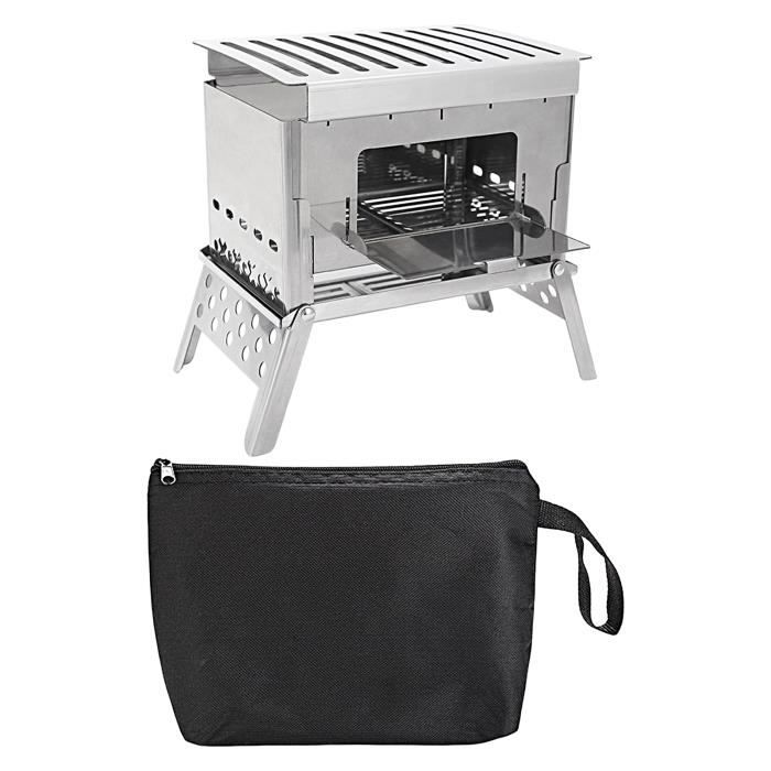 Mini réchaud à bois de barbecue portable et amovible en acier inox pour ...