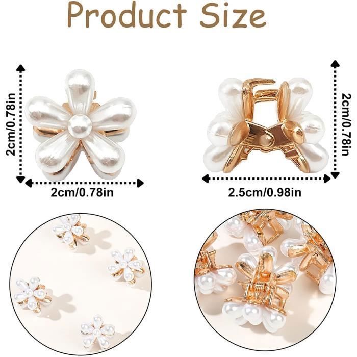 20 Epingle à Cheveux Fleur Blanche,Pince a Cheveux Fleur Beige,Pinces à ...
