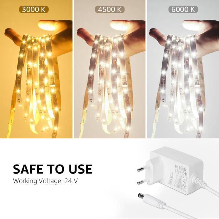 Ruban Led 10M, Bande Led Lumière Blanche Tunable(3000-6000K) Dimmable ...