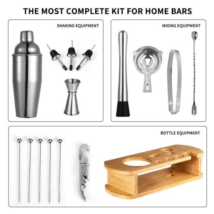 Kit de Bar - FOLAYA - Shaker Cocktail Set - 23 Pièces - Acier ...