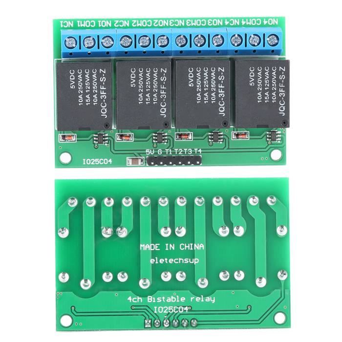 SALALIS relais de verrouillage 4 accès 5 V Relais Flip-Flop Module de ...