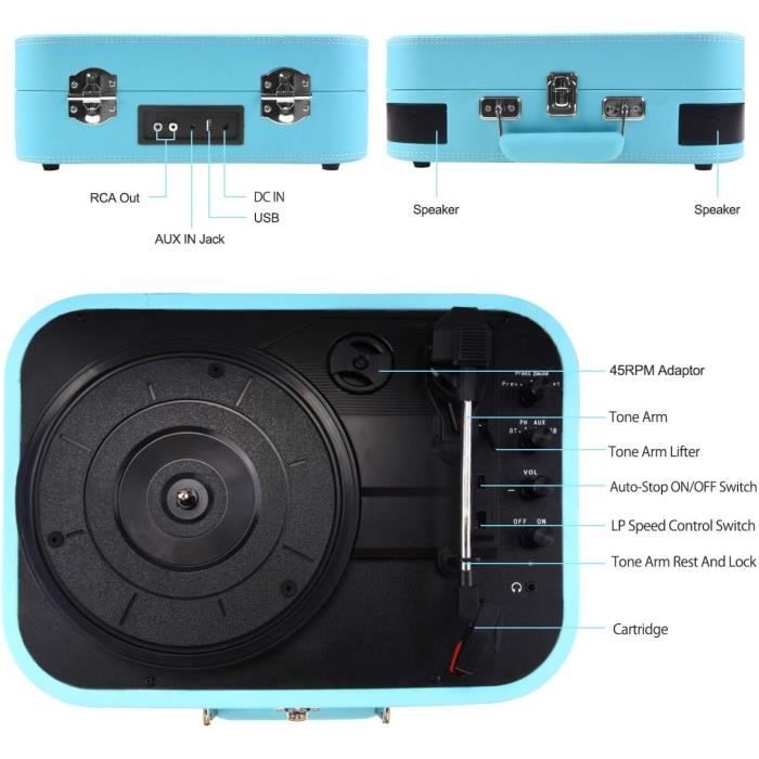 VOKSUN Platine Vinyle,Tourne Disque à encodeur numérique Bluetooth ...