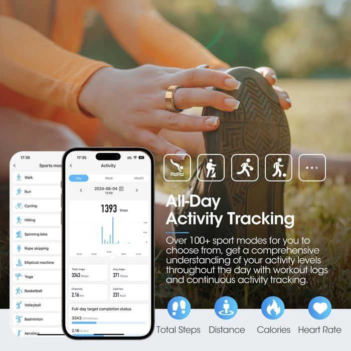 2024 Bague Connectée Homme Femme Smart Ring avec Fréquence Cardiaque ...