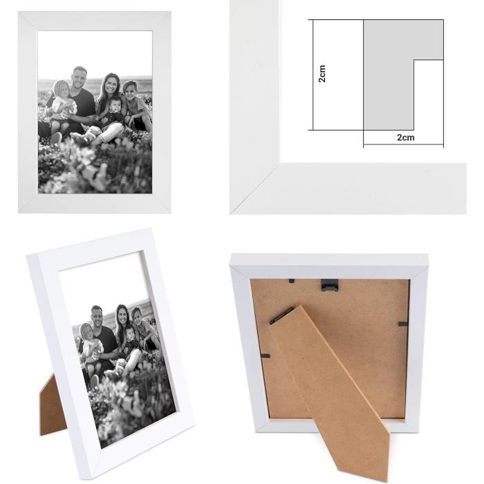 Cadre Photo 15X21 Cm, Blanc, Cadre Stable En Bois Mdf, Verre Plexi ...