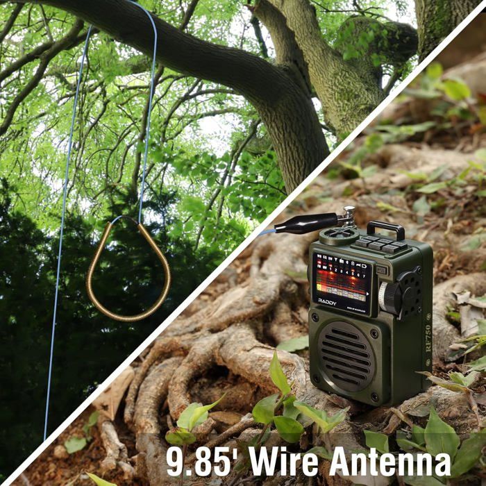 Raddy RF750 Radio Portable Ondes Courtes AM/FM/SW, Bluetooth, Lecteur ...