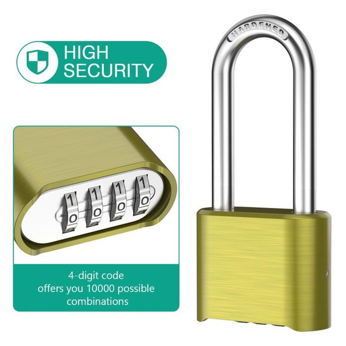 Cadenas à code, Cadenas à combinaison à 4 chiffres 2PCS, cadenas à anse ...