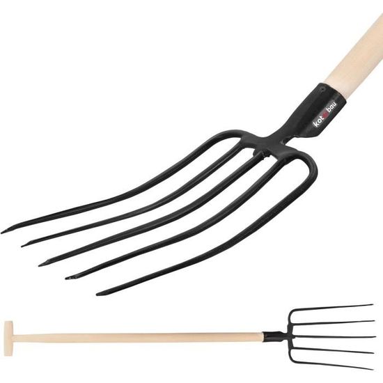 Fourche à fumier en acier à 5 dents - Kotarbau - Kit de culture - Noir ...