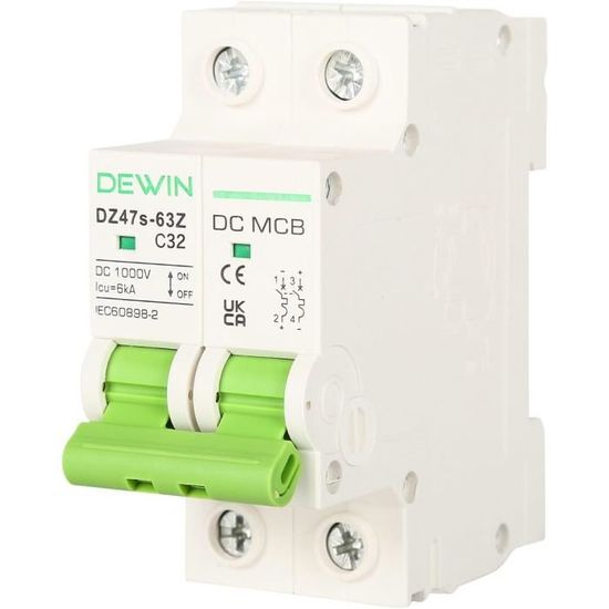 Disjoncteur Miniature,2P Dc 1000V Disjoncteur Photovoltaïque Basse Tension Disjoncteur Mini ...