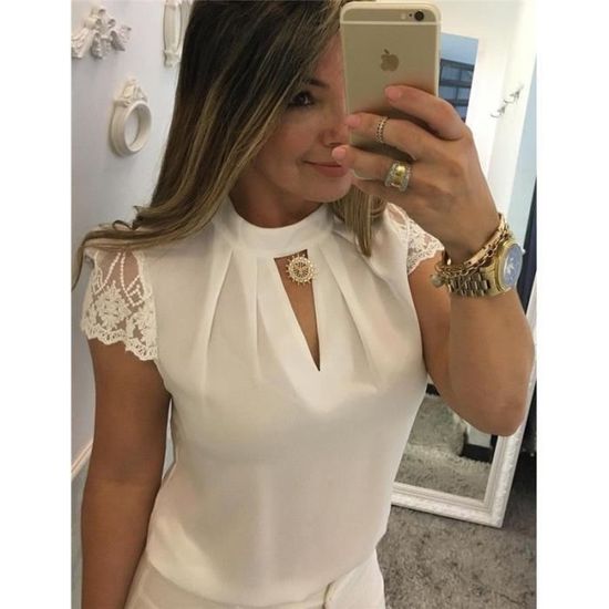 Chemisier femme - Chemisier Sexy en mousseline de soie col - FRYQTE ...