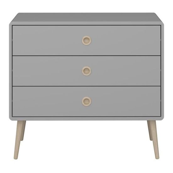 Commode rectangulaire en MDF coloris gris et chêne naturel- Longueur 81 ...
