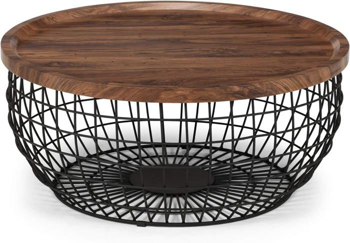 Table Basse De Rangement Smithson Noyer Noir [z581] Cdiscount Maison