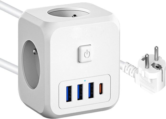 Multiprise USB,Prise Multiple Cube Prise Murale,3 USB et 1 C Chargeur ...