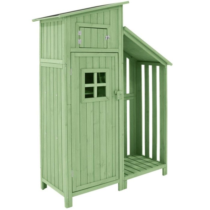 Abri de jardin vert 124x46x174cm - Cabane en bois 1 pièce - Armoire à ...