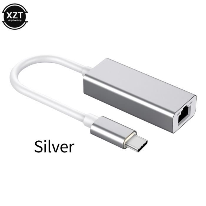 Argent - Adaptateur Ethernet USB type c vers RJ45, câble Internet Lan ...