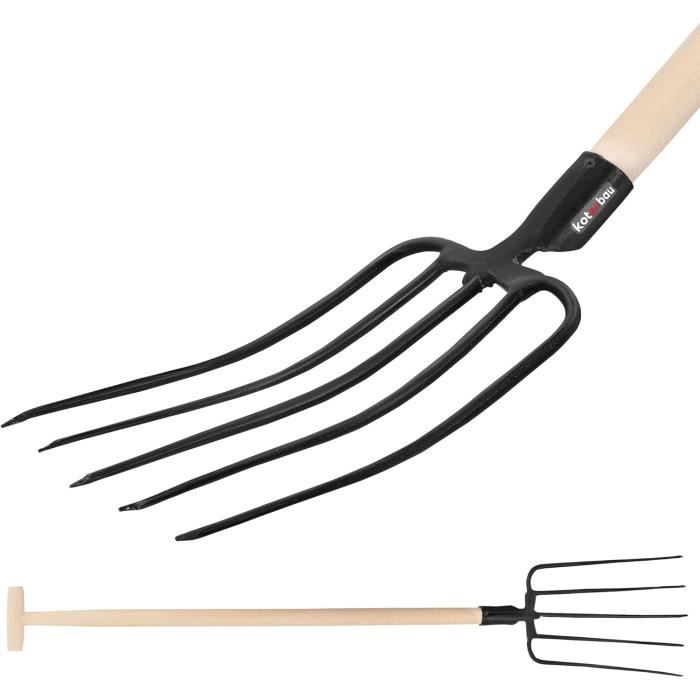 Fourche à fumier en acier à 5 dents - Kotarbau - Kit de culture - Noir ...