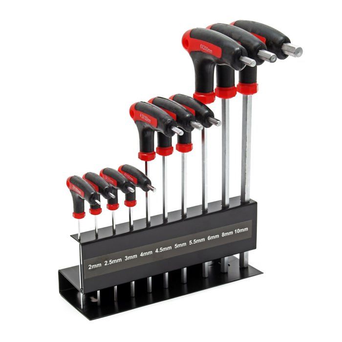 Jeu de 11 cles hexagonales male support cle allen a six pans poignees ...