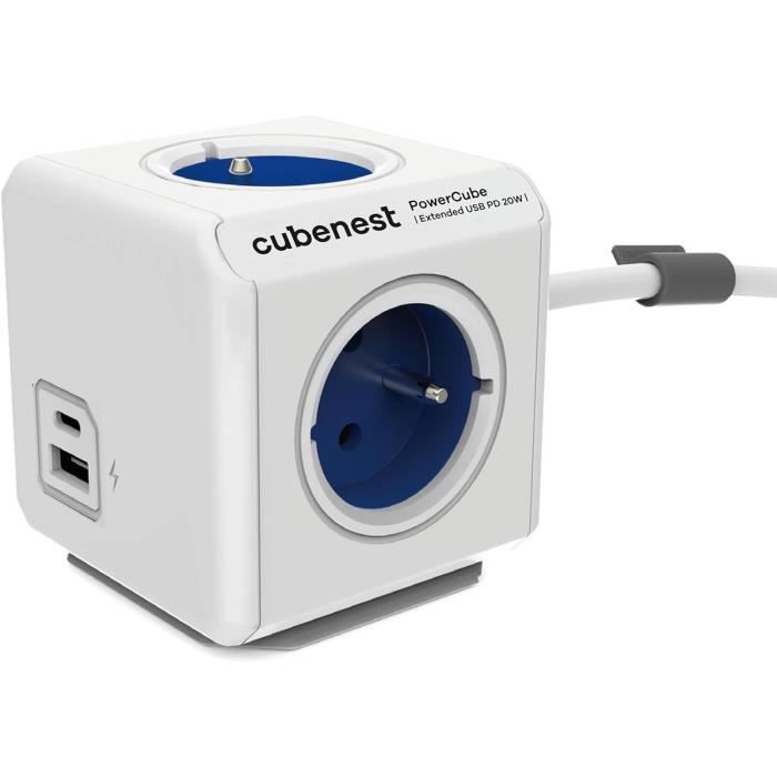 Power Cube multiprise étendue USB A+C PD 20W 1,5m Cube de Prise ...
