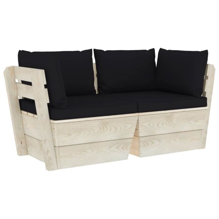 CHEZ STAR® Luxe Canapé palette à 2 places de jardin avec coussins Bois ...