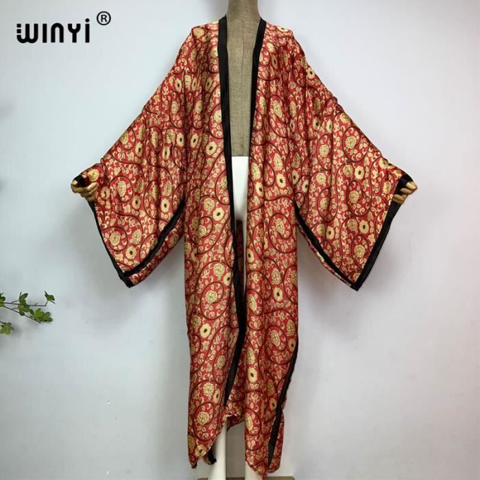 Robe de plage,WINYI-Cardigan imprimé à la mode pour femmes,robe longue ...