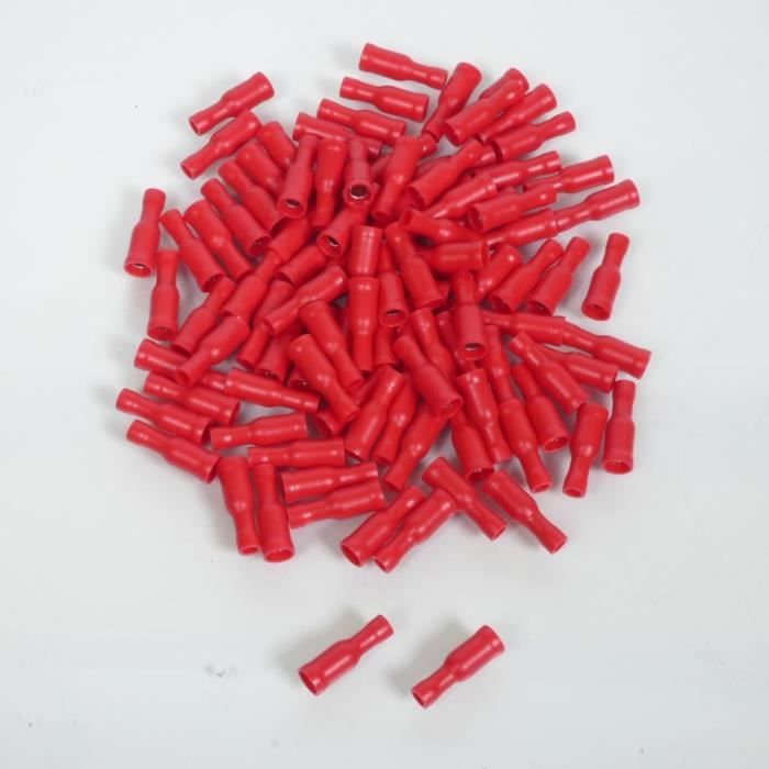 Cosse électrique ronde femelle Ø4mm isolant rouge 0.25-1.5mm² pour moto ...
