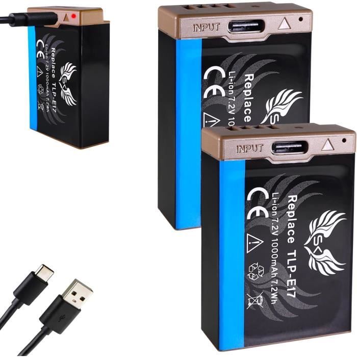 Lot De 2 Batteries Sk Canon Lp-E17-1000 Mah-Avec Prise De Charge Usb De ...