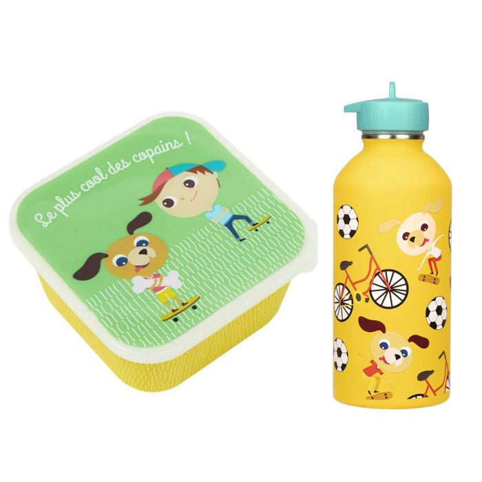 Boîte à goûter + Gourde Enfant - Chiens skateurs - Cdiscount Maison