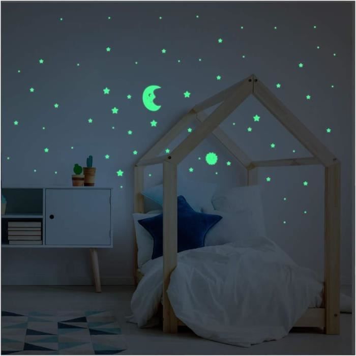 Stickers Adhésifs Phosphorescent | Sticker Autocollant Lumineux Lune ...