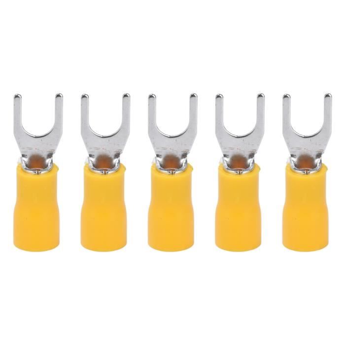 VBESTLIFE borne électrique 50Pcs Fork Terminal Isolé 14-12AWG Wire ...