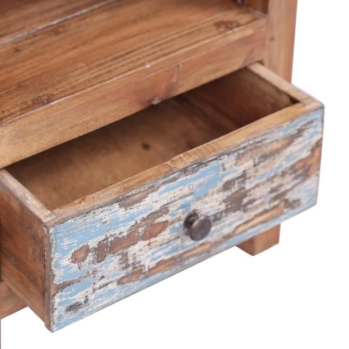 Table de chevet en bois de récupération massif - VINGVO - SWT - Marron ...