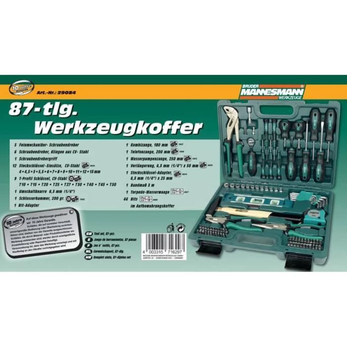 Coffret d'outils - Brüder Mannesmann - 86 pièces - Acier chrome ...