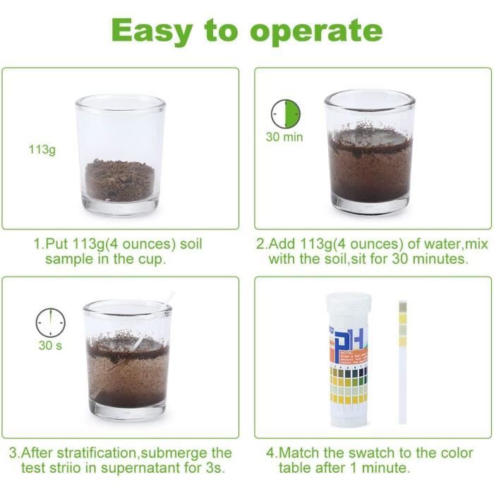 Testeur de pH du Sol,Test des bandelettes de pH,Kit d'analyse du pH du ...
