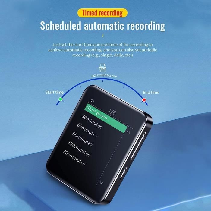 Dictaphone numérique 64 Go Enregistreur Vocal Enregistreur Audio MP3 Enregistreur Vocal ...