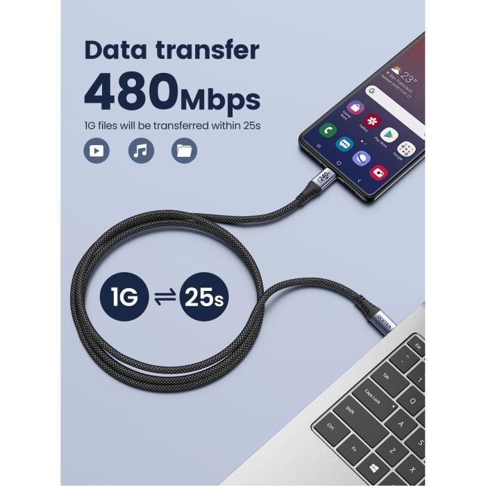 Câble Usb C Vers Usb C 240 W, 5 A Type C - Câble De Charge Rapide Pd ...