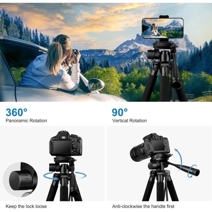 Trepied Appareil Photo Pour Canon-Nikon-Sony-Dslr Caméra, 165Cm ...