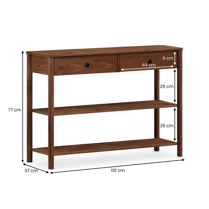 Table console d'entrée APOANA L 110 cm en bois massif coloris ...