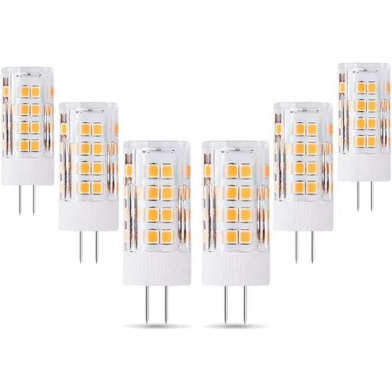 Lot De 6 Ampoules Led G4 Ac-Dc 12V, 5W, 500 Lumens, Blanc Chaud 3000K, Angle De Faisceau 360 ...