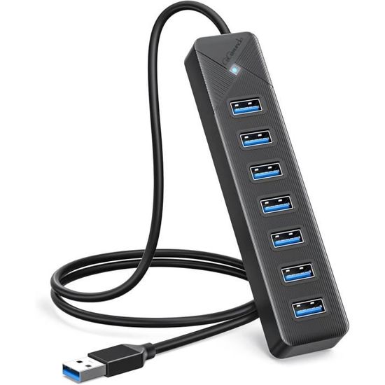 Hub Usb 3.0, 7 Ports Adaptateurpour Usb Adaptateur 5Gbps, Avec Port D'Alimentation 5V-3A ...
