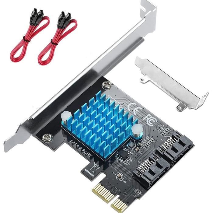 Carte PCIE X1 SATA Port 2 avec 2 cables SATA(6 Gops) Carte d'extension ...