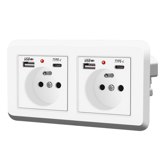 Double Prise USB Prise USB Encastrable avec USB et Type C 16A Prise ...