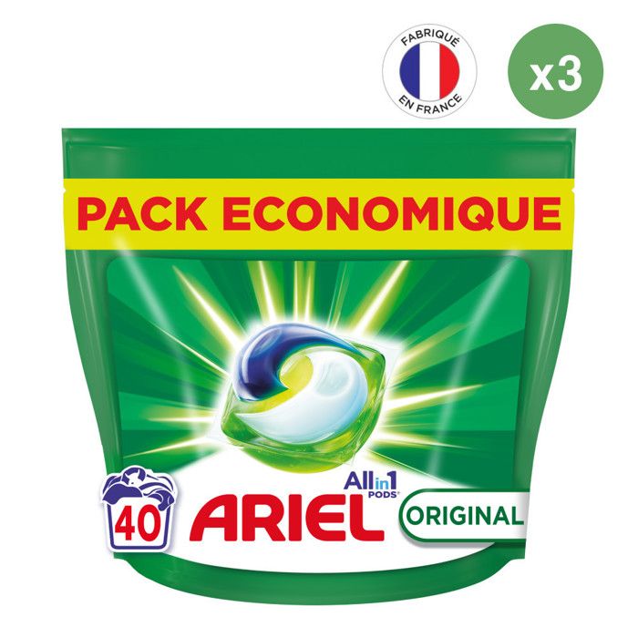 3x40 Pods Original, Lessive en Capsules Ariel - Cdiscount Electroménager