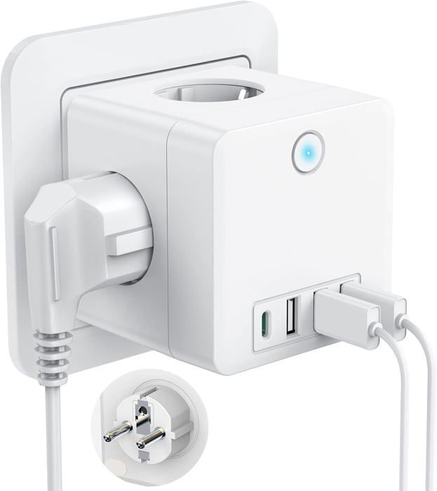 Cube 4-Port Usb Power Strip With 3 Usb Ports With 1 Type-C Port ...