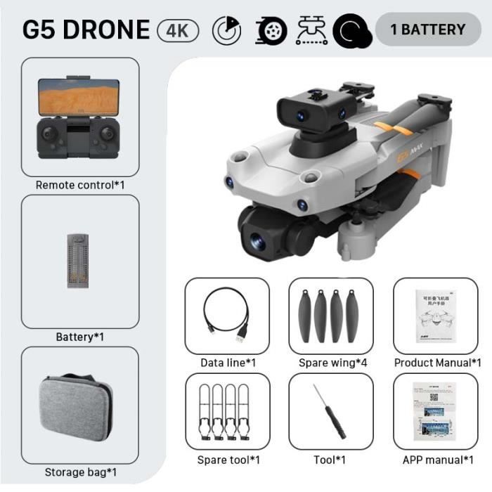 Gris-Double C-1B-KBDFA 2023 nouveau drone G5 4K HD double caméra ...
