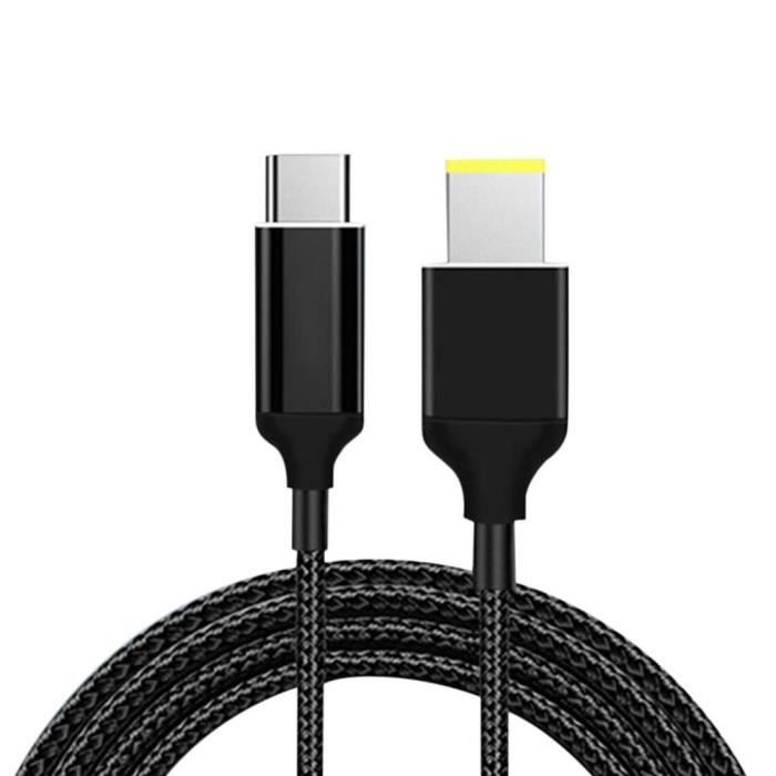 La couleur noire Câble à bout carré fin USB 100W USB-C vers USB type-c ...