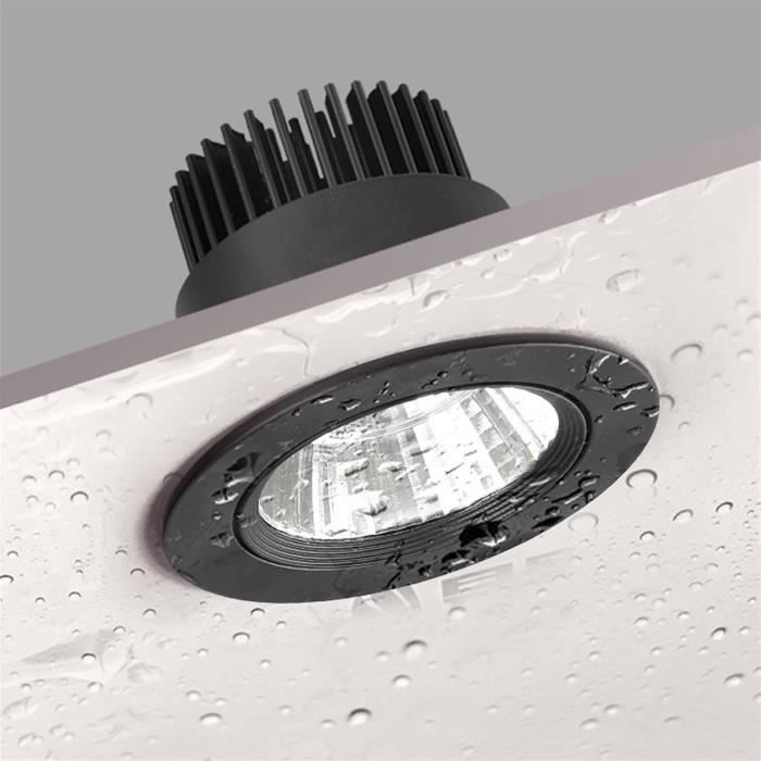 Noir Ip65 Étanche Downlight Spot Toilette-Douche Plafonnier Encastrée ...