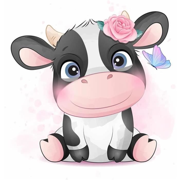 Ronde Peinture Diamant Vache Enfants 30X30Cm Point De Croix Animaux ...