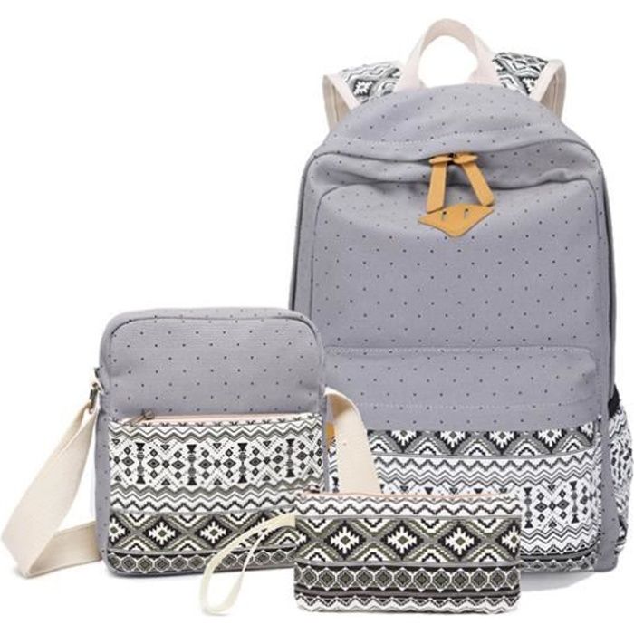 Malloom® Sac à Dos en Toile pour College Fille Sac Porté Épaule et Sac ...